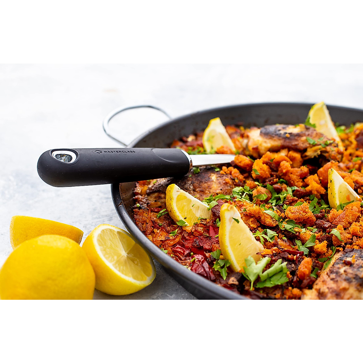 KitchenCraft World of Flavours Paella Pan, Non Stick, Carbon Steel, 32 cm