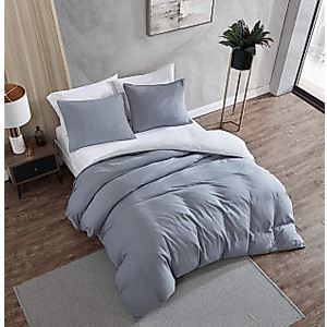 Kenneth Cole New York - King Duvet Cover Set, Reversible Cotton Bedding with Matching Shams, All Season Home Decor (Nila Grey, King)