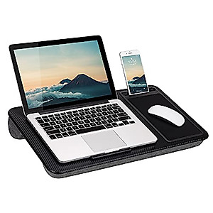 LapGear Home Office Lap Desk with Device Ledge, Mouse Pad, and Phone Holder - Black Carbon - Fits up to 15.6 Inch Laptops - Style No. 91588