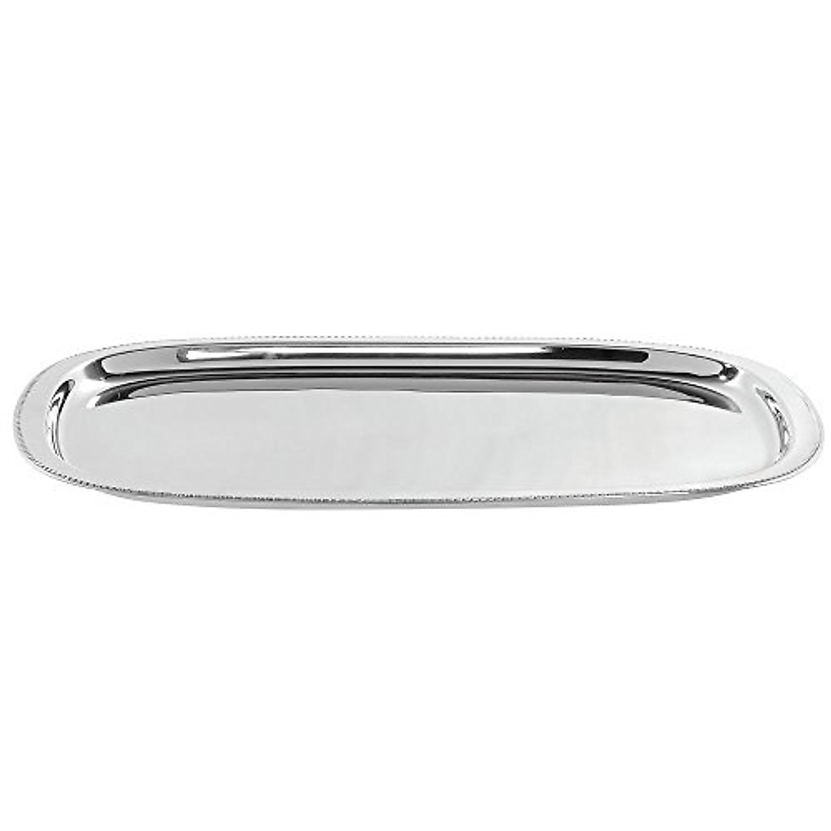 HUBERT Serving Tray Stainless Steel Rectangular with Beaded Edge - 18" L x 13 1/2" W x 3/4" H