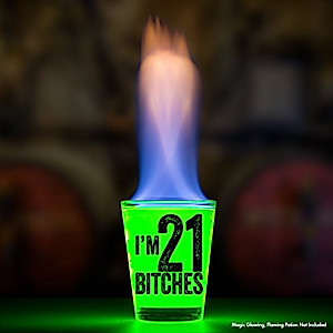 I'm 21 Bitches Shot Glass - 21st Birthday Gift - Celebrate Turning Twenty One - Perfect 21st Birthday Gift and Decor for Friends and Loved Ones