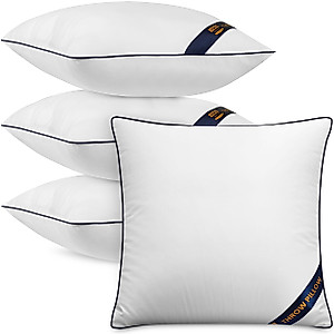 Utopia Bedding Throw Pillow Inserts (Pack of 4, White), 18 x 18 Inches Decorative Indoor Pillows for Sofa, Bed, Couch, Cushion Sham Stuffer