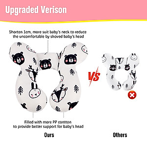 KAKIBLIN Baby Travel Pillow, Baby Pillow for Head and Neck, Upgraded Baby Support Pillow, Baby Neck Pillows for Car Seat,Pushchair,Travel(Bear)