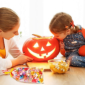 100 Pieces Fall Cellophane Bags Thanksgiving Halloween Party Favor Maple Leaf Cello Autumn Treat Bags with A Roll of Orange Ribbon for Chocolate Candy Cookies and Snacks