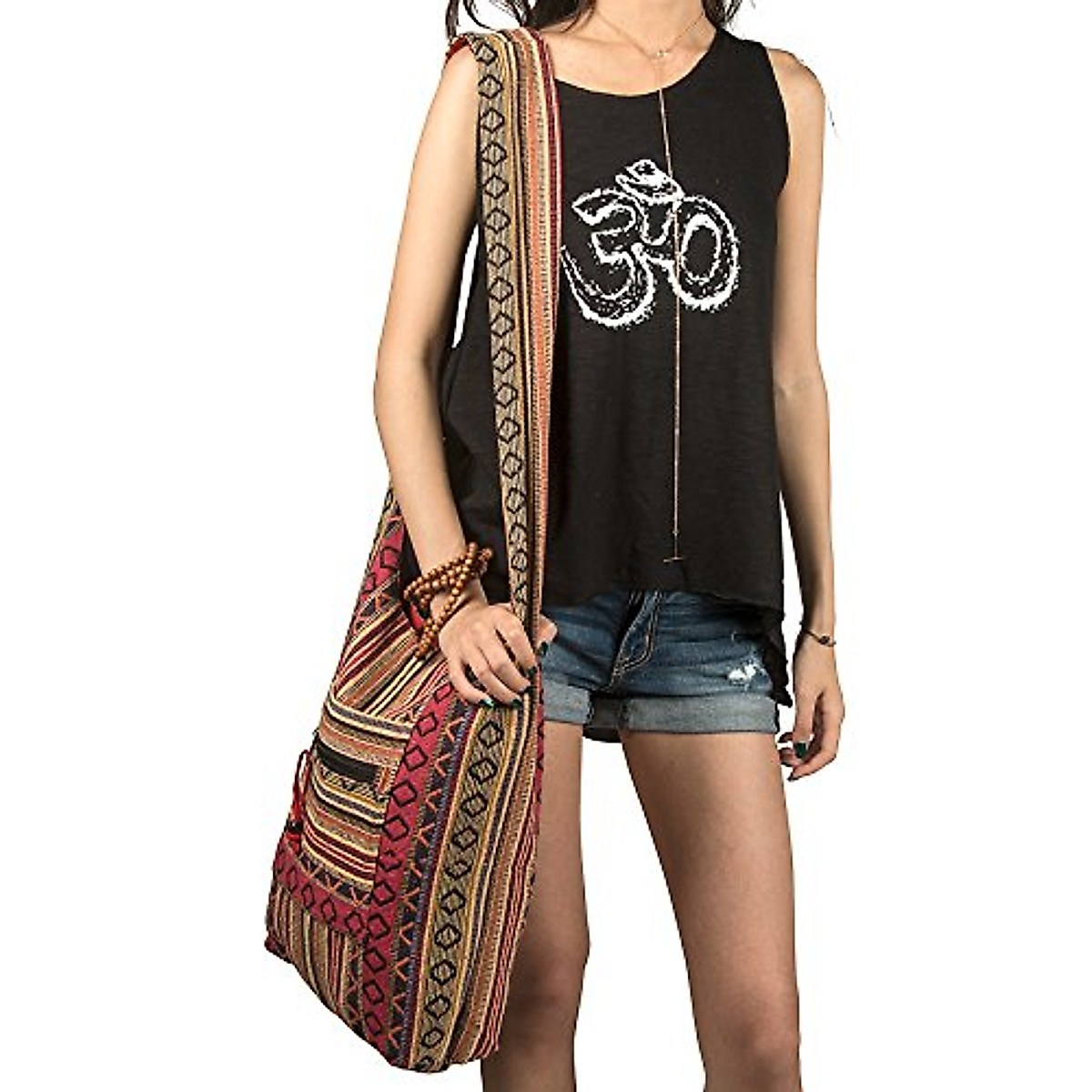 Tribe Azure Red Hobo Messenger Shoulder Bag Large Roomy School Sling Travel Camping Beach Cross body