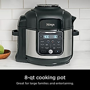 Ninja OS401 Foodi 10-in-1 XL 8 qt. Pressure Cooker & Air Fryer that Steams, Slow Cooks, Sears, Sautés, Dehydrates & More, with 5.6 qt. Cook & Crisp Plate & 15 Recipe Book, Silver