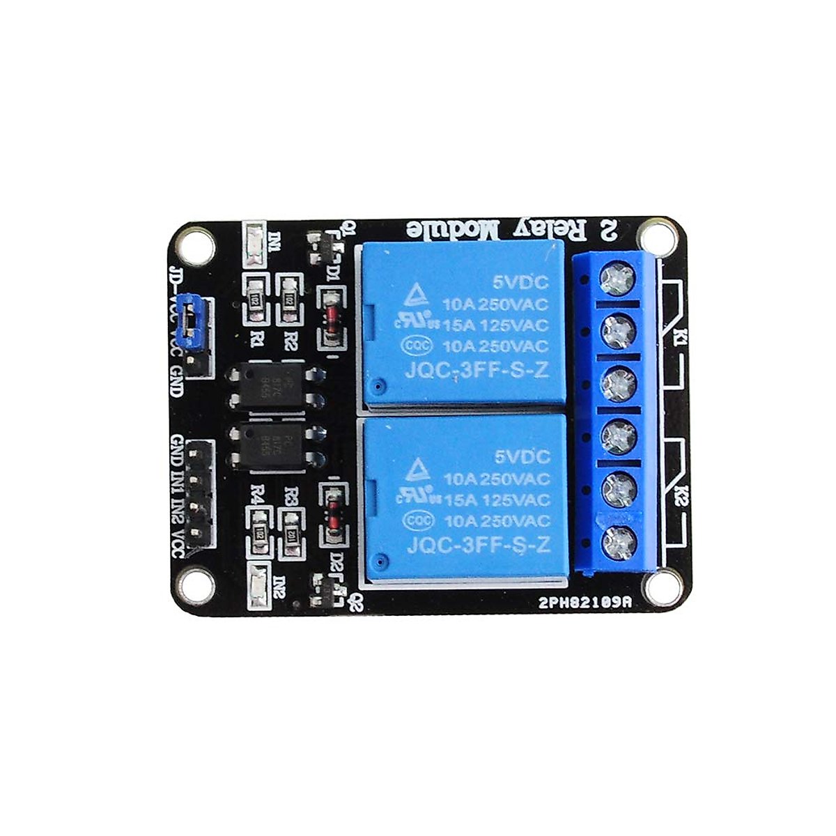 Geekstory 5PCS 2 Channel 5V Relay Module 10A with Optocoupler Low Level Trigger Expansion Board for Arduino R3 MEGA 2560 1280 DSP ARM PIC AVR DSP Electronic STM32 Raspberry Pi