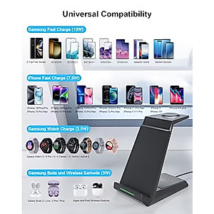 Wireless Charger for Samsung, ADADPU 3 in 1 Charging Station for Multi Devices Fast Charger Stand Dock for Galaxy S24 Ultra S23 S22 S21,Galaxy Watch 6/5/4/3/Pro,Galaxy Buds