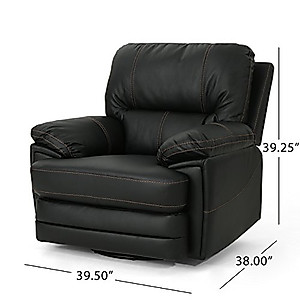 Great Deal Furniture | Laurent | Faux Leather Swivel Power Recliner | in Black