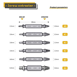 Damaged Screw Extractor Set- 6Pcs Double Head Drills with Storage Box, Screw Extractor Kit Made of Authentic 4341 Steel, Premium Stripped Screw Removal Tool for Easy Removal Rusted hardware- Samest