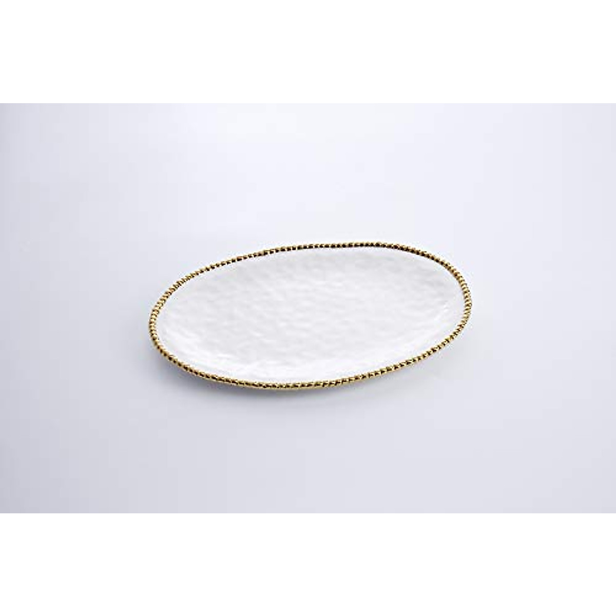 Pampa Bay Porcelain Large Oval Thanksgiving, Christmas, Hannukah, and Holiday and Party Serving Platter (White and Gold)