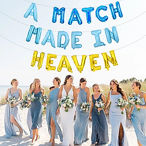 Wonmelody Match Made in Heaven Party Decorations with A Match Made in Heaven Balloon Banner Diamond Balloon Heaven Perfect Match Bachelorette Wedding Party Decor for Engagement Party Bridal Shower