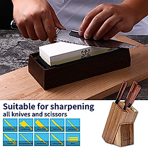 FAMCÜTE 8 Inch Professional Japanese Chef Knife And 1000/6000 2 Side Grit Professional Sharpening Stone Kitchen Sets for Home Kitchen & Restaurant