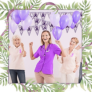 Remerry 7 Pcs Purple Awareness Ribbon Banner Pancreatic Cancer Awareness Purple Awareness Ribbon Banner Alzheimer's Hope Faith Strength Courage Banner Porch Sign Background Party Wall Decor Supplies