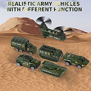 COVTOY Military Toy Tank Set for Kids, Military Transport Tank and 6PCS Army Vehicles, Tank & Vehicle Playset with 3 Sound and Launcher, Birthday Gift for Boys 3-5 Years Old