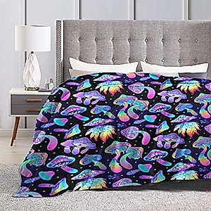 Mushroom Throw Blanket for Couch, Mushroom Decor Aesthetic Blankets, Flannel Cozy Soft and Lightweight Blanket for Bed Sofa, Funny Warm Gifts for Birthday Christmas Fathers Mothers Day, 60x50 Inches