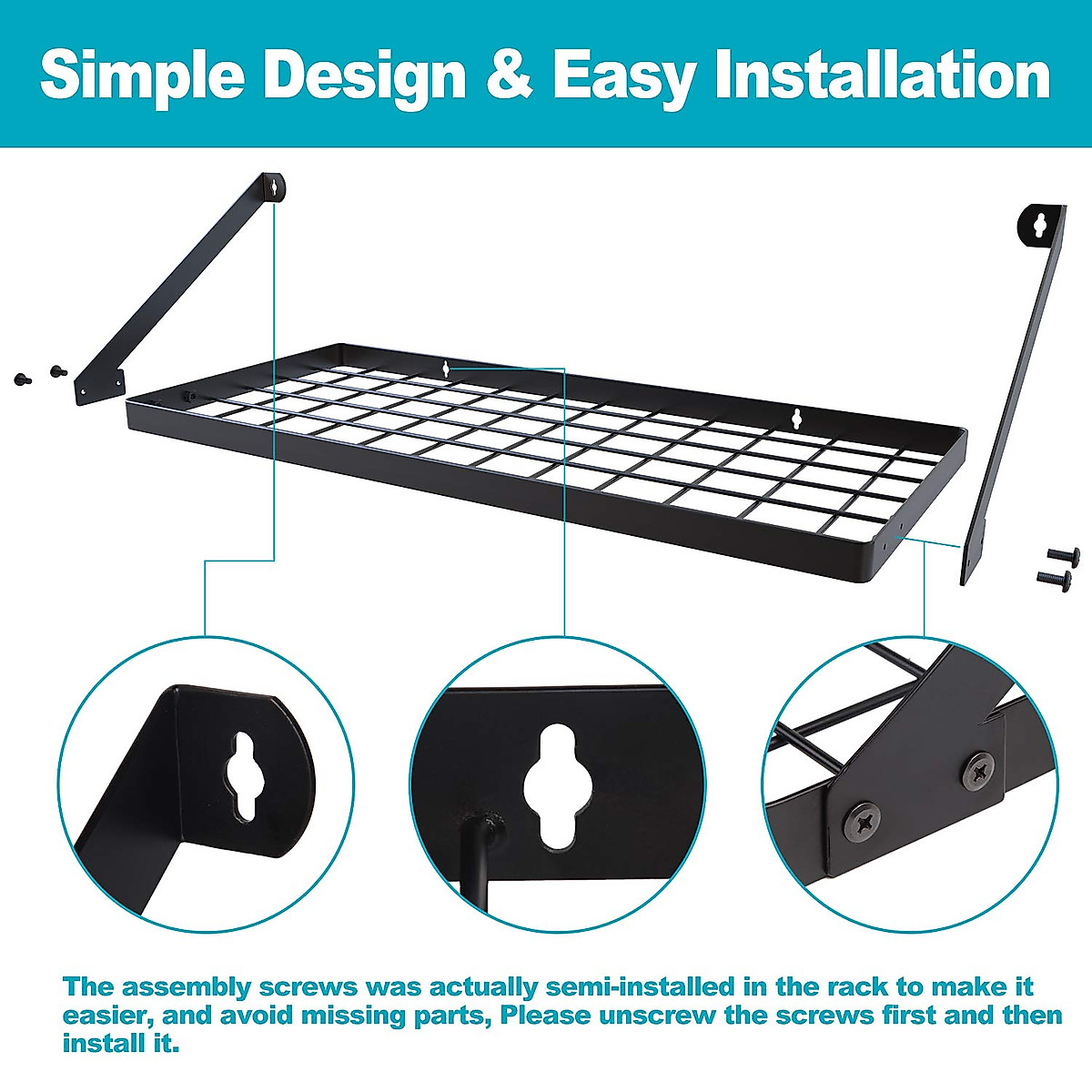 Vdomus Hanging Pot Rack, Wall Mounted Pots and Pans Holder 29.3 by 13 Inch, Kitchen Cookware Organizer for Pots and Pans Storage, 15 Moveable Hooks Square Grid, Silver