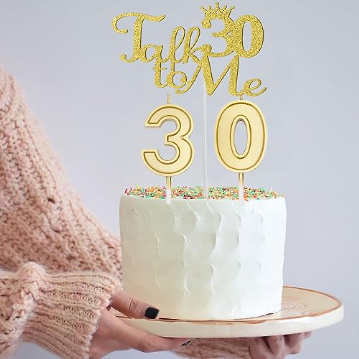 30th Birthday Decorations for Women Gold Include 30th Birthday Sash, Rhinestone Headband, 30 Birthday Candles, Talk 30 to Me Cake Toppers and 30 Balloons, Dirty 30 Birthday Decorations for Her