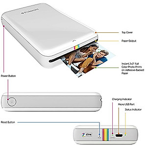 Zink Polaroid ZIP Wireless Mobile Photo Mini Printer (Blue) Compatible w/ iOS & Android, NFC & Bluetooth Devices