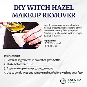 Essential Living: Witch Hazel Toner - Pure and Unscented - 12 oz. Natural Botanical Facial Skin Care Product for Acne and Blemishes - Helps Balance Skin pH - Fights Skin Inflammation - Made in the USA