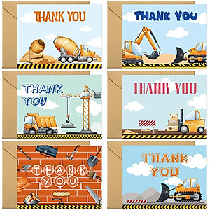 Construction Thank You Cards 24 Pack Kids Thank You Notes Greeting Cards with Envelopes Birthday Teacher Gift