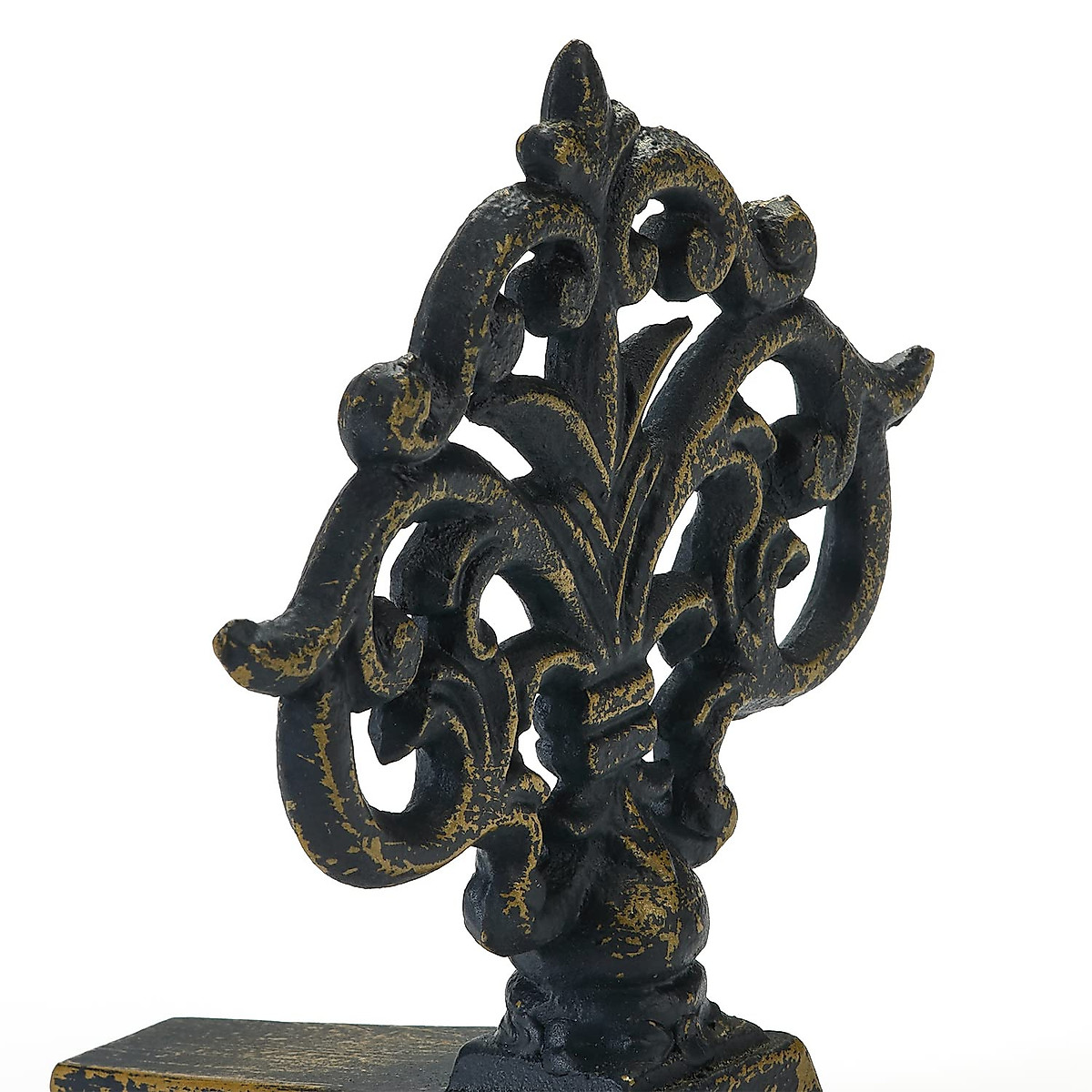 WEMPOLU Cast Iron Door Stop Fleur De Lis Decorative Door Stopper for Bottom of Door, Antique Gold