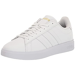 adidas womens Grand Court 2.0 Tennis Shoe, Ftwr White/Ftwr White/Gold Metallic, 8 US