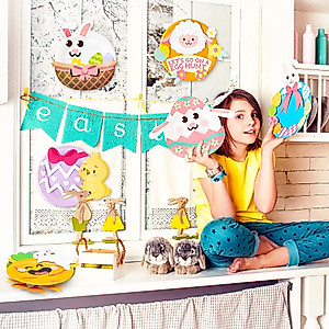 MALLMALL6 9Pcs Easter Paper Plate Art Kits for Kids Educational DIY Craft Early Learning Art Project Parent-Child Preschool Classroom Groups Activities Party Decorations Favors for Boys Girls