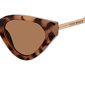 Steve Madden Women's Female Sunglasses Style Kamie Cat Eye, Milky Tortoise/Gold/Solid Brown, 52mm, 22mm