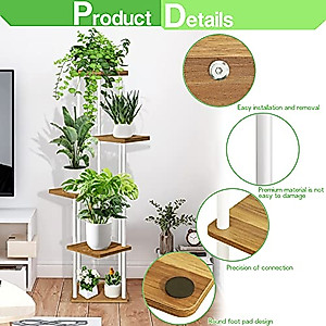 YOCOMEY 5 Tier Wood Tall Plant Stand Metal Rack Indoor, Multiple Flower Pot Holder Shelves Corner Rack, Planter Shelf Display Rack Storage Organizer for Patio Living Room Balcony Garden(White)