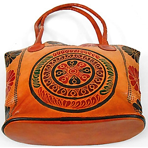 Circles Design Ethnic Hand Embossed Shantiniketan Leather Indian Shoulder Bag