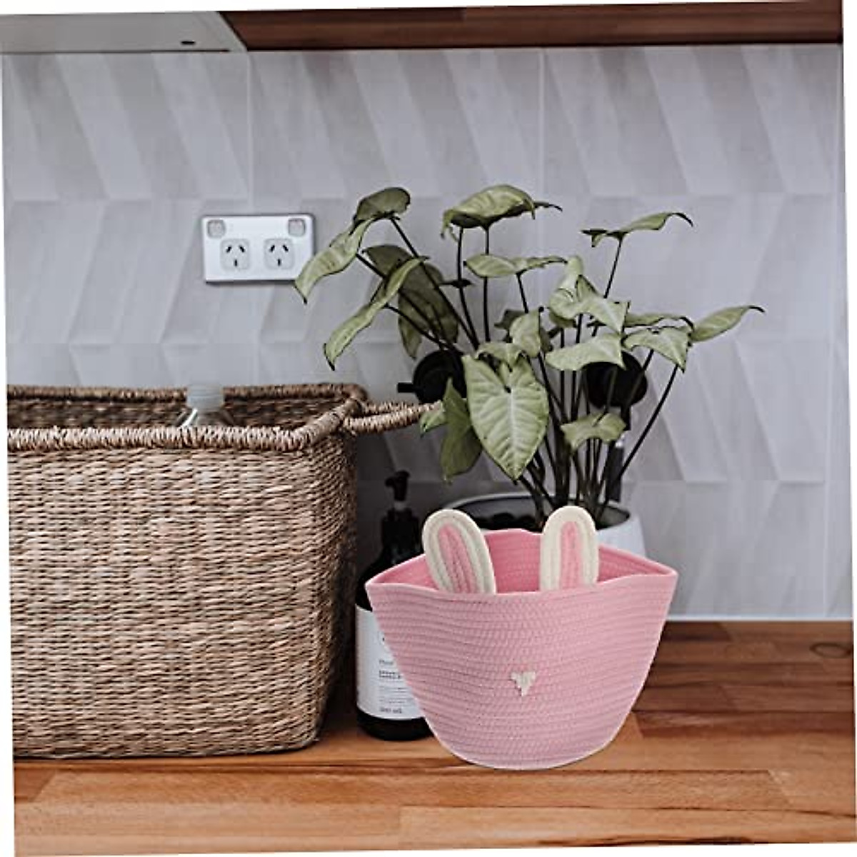Cabilock Boho Home Decor Home Decor 3pcs Rope Rabbit Basket Snacks for Nordic Storage Basket Cotton Rope Pink Boho Decor Woven Basket