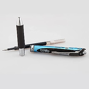 Pentel Energel Deluxe RTX 0.5 mm Needle Tip Pens - Retractable Liquid Gel Pen Set - Pack of 5 Black Pens with 3 Refills