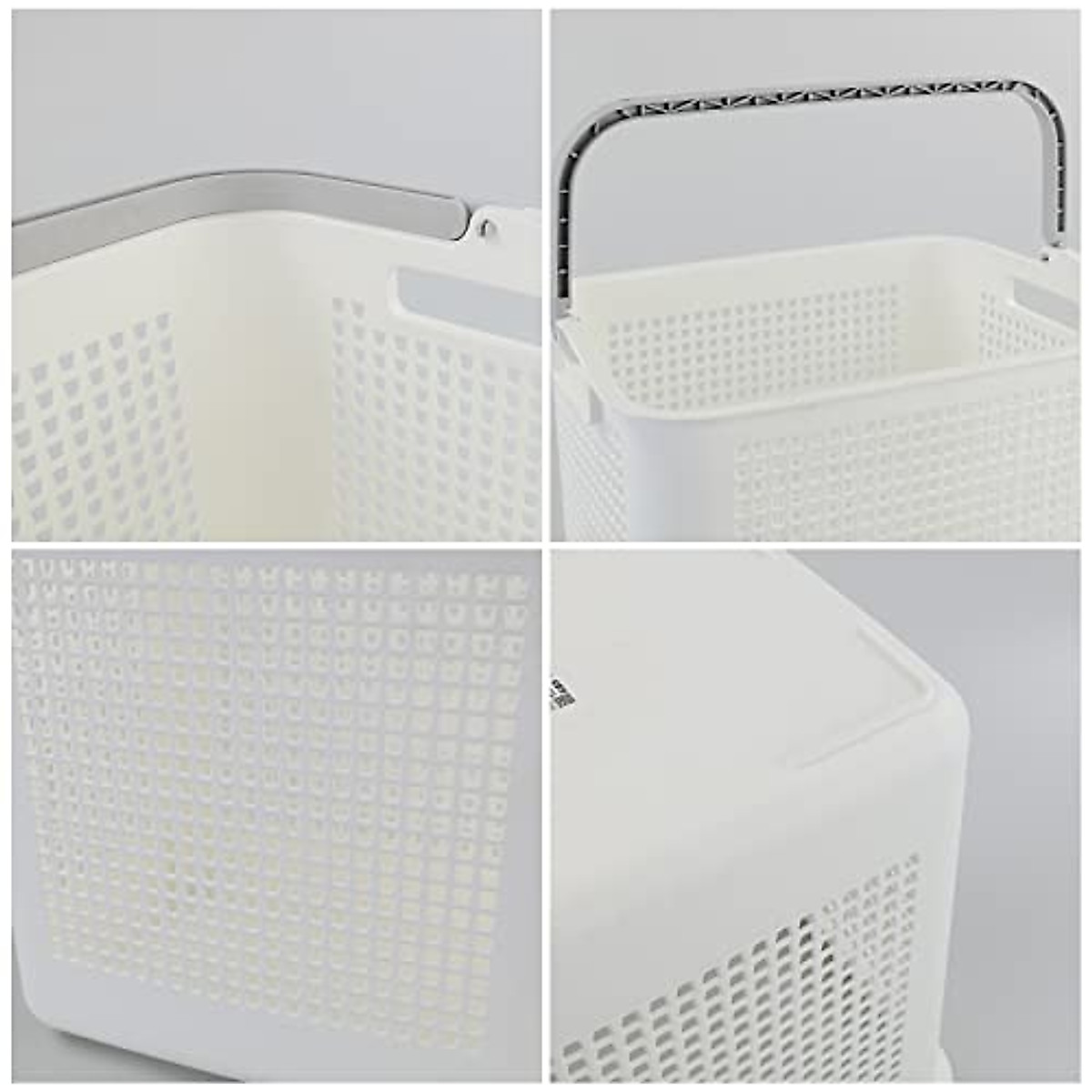 Bringer 35 L Plastic Laundry Baskets with Handle, 4-Pack Dirty Laundry Hamper, White