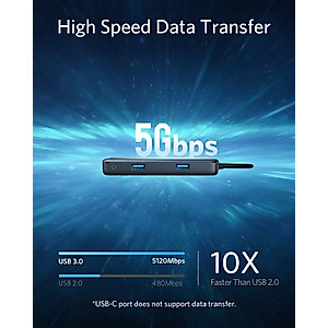 Anker USB C Hub Adapter, PowerExpand+ 7-in-1 USB C Hub, with 4K USB C to HDMI, 60W Power Delivery, 1Gbps Ethernet, 2 USB 3.0 Ports, SD and microSD Card Readers, for MacBook Pro and Other Laptops