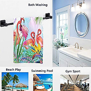 Naanle Chic Tropical Exotic Flamingo Soft Highly Absorbent Large Decorative Hand Towels Multipurpose for Bathroom, Hotel, Gym and Spa (16 x 30 Inches)