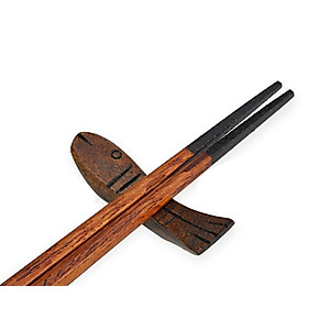 Set of 4 Fish Shape Wooden Chopstick Rest Stand Rack Spoon Fork Knife Holder