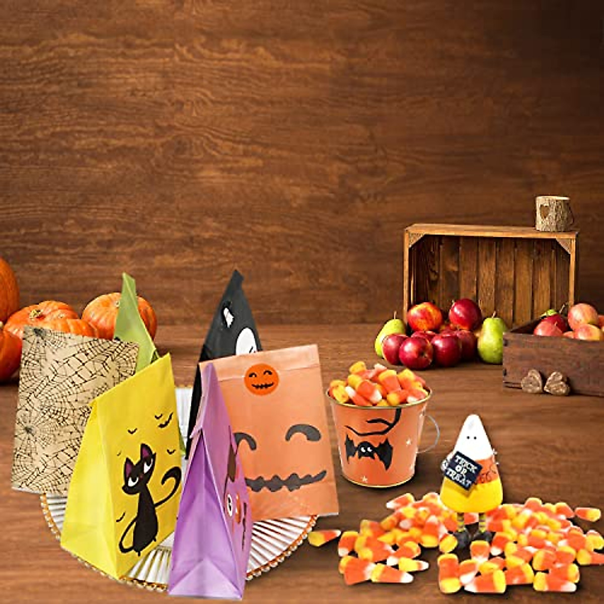 Halloween Treat Bags - 24 Pcs Halloween Trick or Treat Goody Gags Gift Bags, 24 Pcs Halloween Stickers, Halloween Goodie Bags Party Supplies