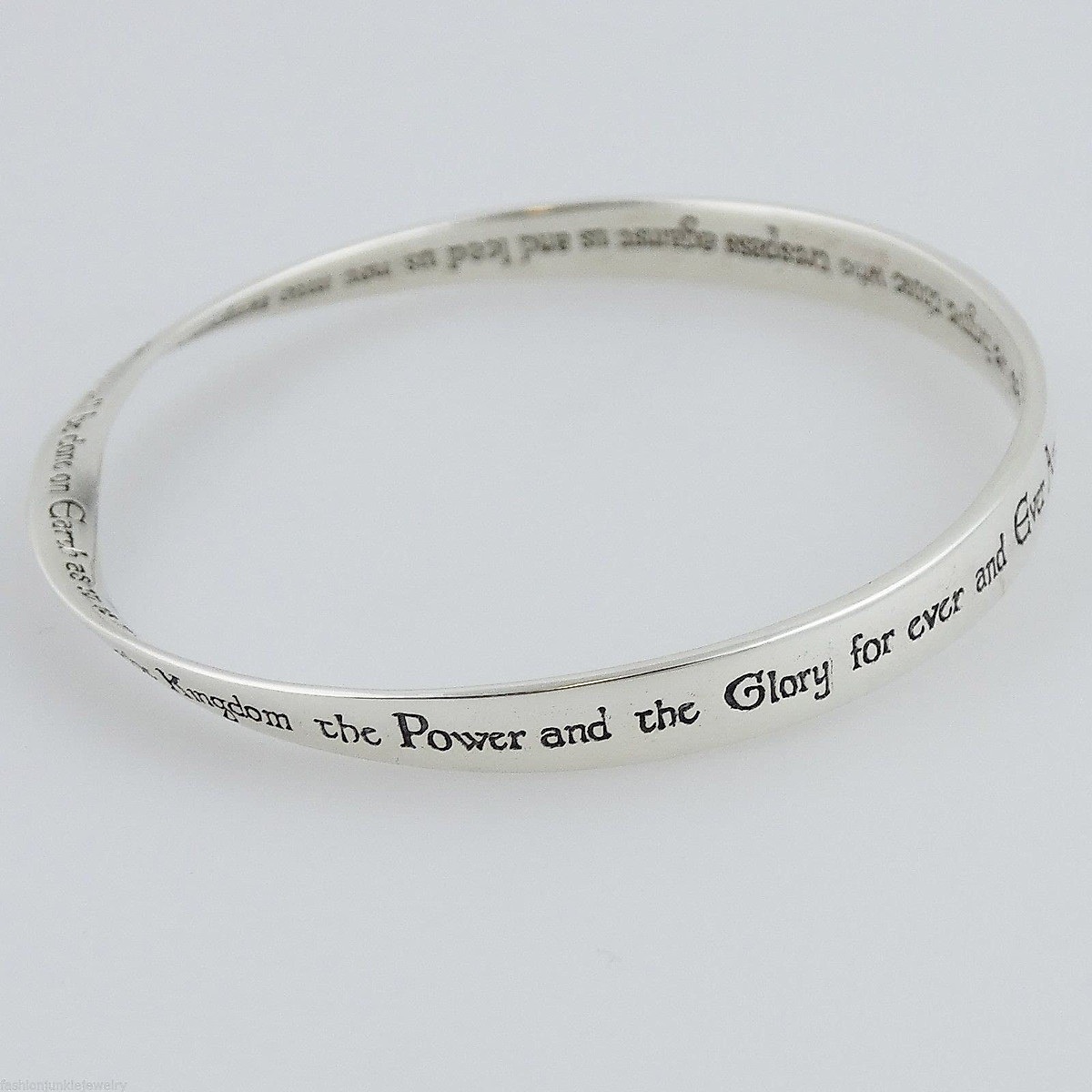 FashionJunkie4Life Sterling Silver The Lord's Prayer Mobius Bangle Bracelet, Polished