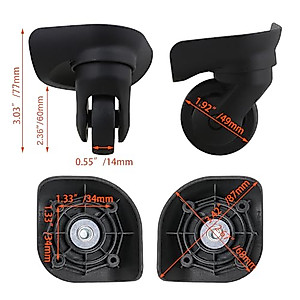 1 Pair Replacement Wheels 360 Swivel Suitcase Casters for Luggage Black (W293)