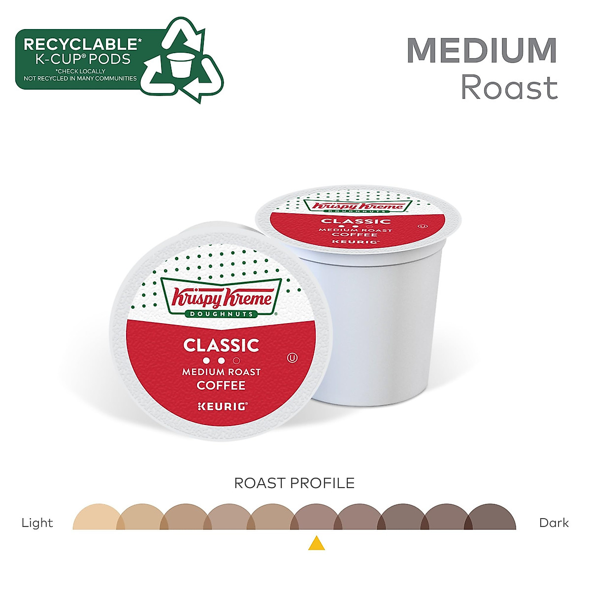 Krispy Kreme Classic, Single-Serve Keurig K-Cup Pods, Medium Roast Coffee Pods, 32 Count