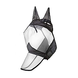 Harrison Howard CareMaster Horse Fly Mask Long Nose with Ears Full Face Black XL Extra Full Size