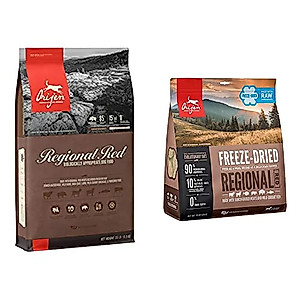 Orijen Dry Dog Food for All Breeds, Regional Red, Grain Free & Poultry Free, High Protein, Fresh & Raw Animal Ingredients, Regional Red, 25lb + Treats
