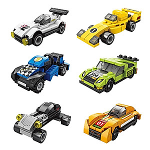 FUN LITTLE TOYS 12 Boxes Race Car Mini Building Blocks Party Favors for Kids 8-12, Car Building Kit Prize Box Toys for Kids Classroom