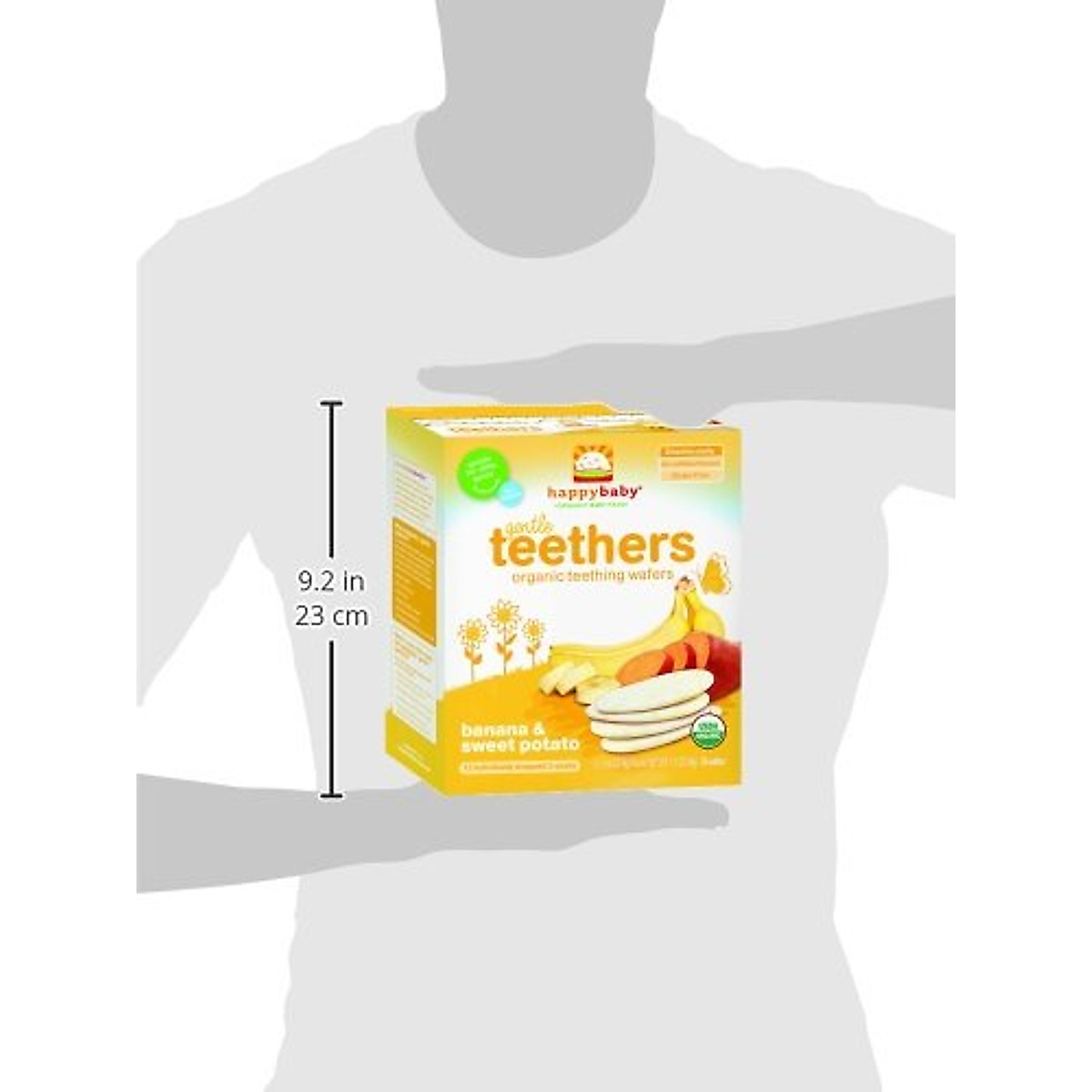 Happy Baby Gentle Teethers Organic Teething Wafers Banana Sweet Potato, Soothing Rice Cookies for Teething Babies Dissolves Easily Organic Gluten Free No Artificial Flavor,0.14 Ounce (Pack of 12)