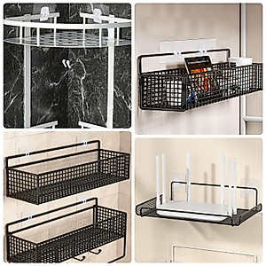 Qianyu 14 Pack Clear Shower Caddy Strong Adhesive Replacement Stickers Waterproof No Drilling Hooks Corner for Shelf Basket Kitchen Racks Bathroom Wall Hanging Shelves Storage Room Soap Holder