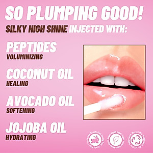 POP Beauty Plump Pout Bare Nectar | Plumping Lip Oil, Hydrating Lip Gloss, Long Lasting Nourishing Lip Glow Oil Non-sticky