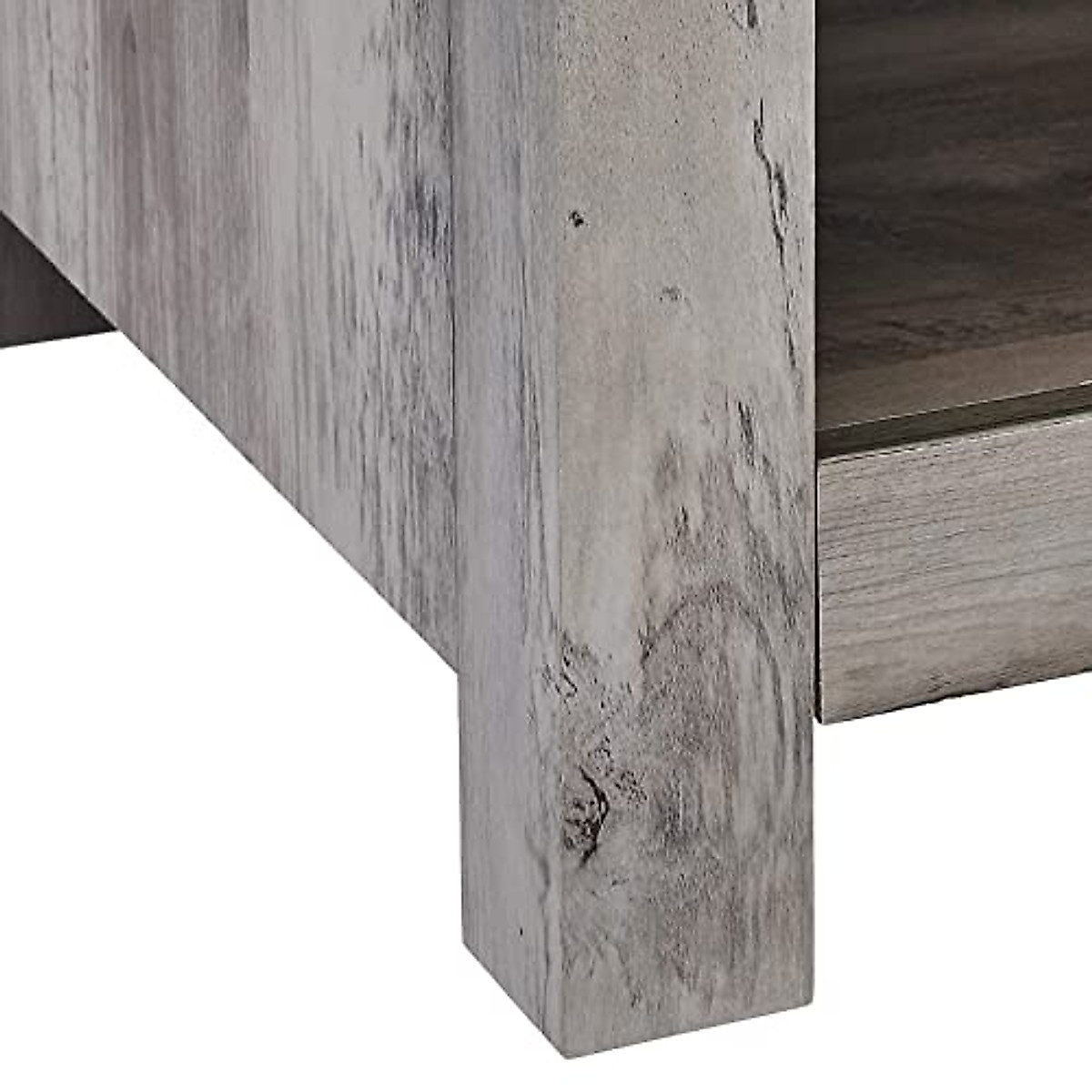 ROCKPOINT End Table with Industrial Style Drawer, Grey Wash