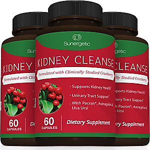 Premium Kidney Cleanse Supplement – Powerful Kidney Support Formula with Cranberry Extract Helps Support Healthy Kidneys & Urinary Tract Support– 60 Vegetarian Capsules