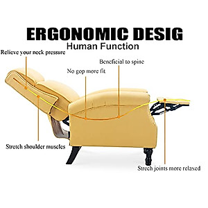 Altrobene Modern Accent Chair, Push Back Recliner Chair, Wingback Arm Chair for Living Room/Bedroom/Small Spaces, Yellow